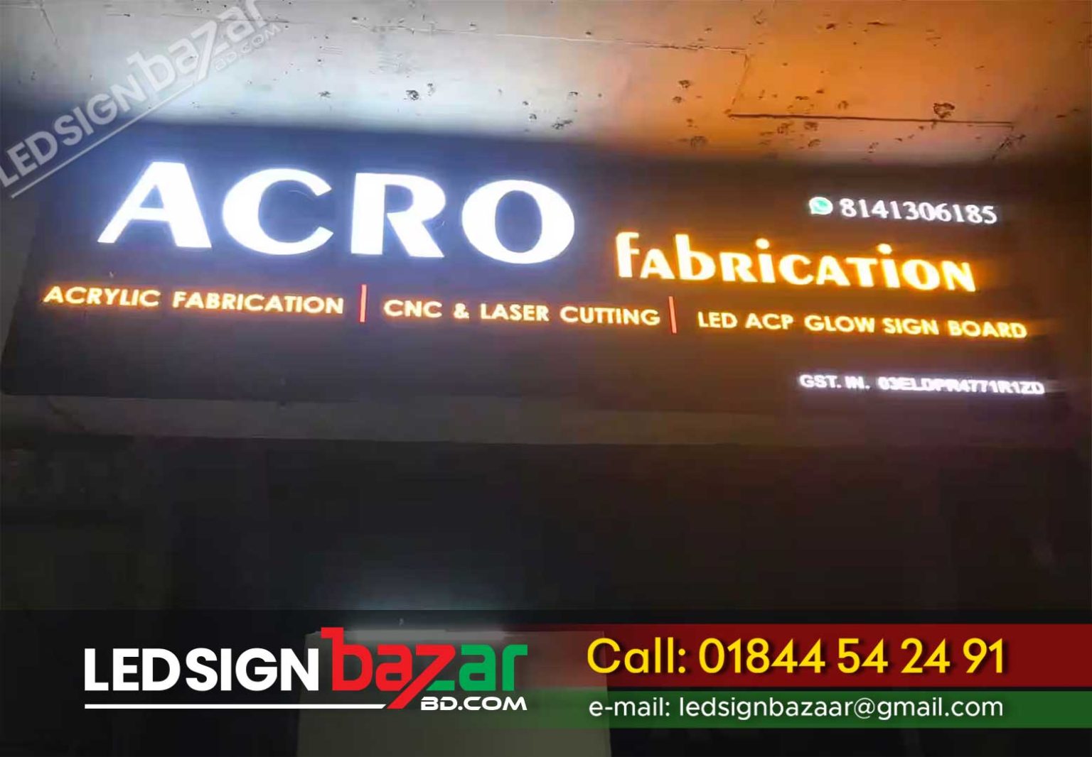Acrylic Front Lit Letter Sign Board